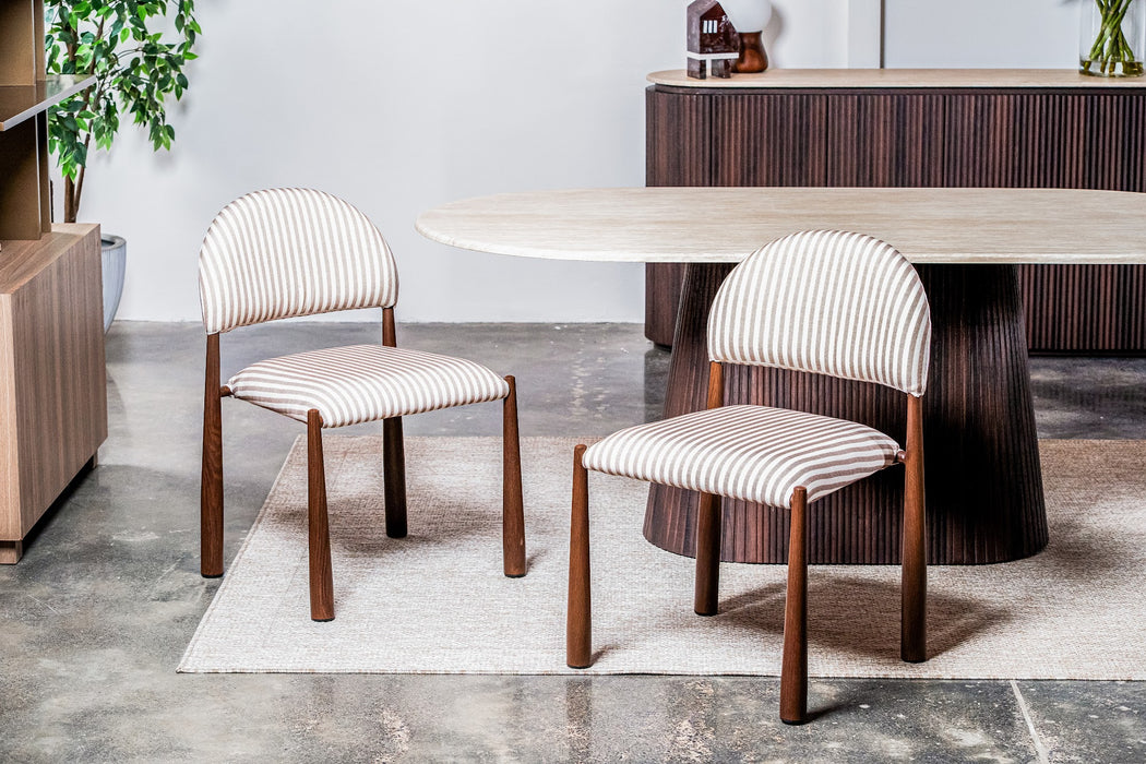 Elara Dining Chair Beige / Walnut (Set of 2)