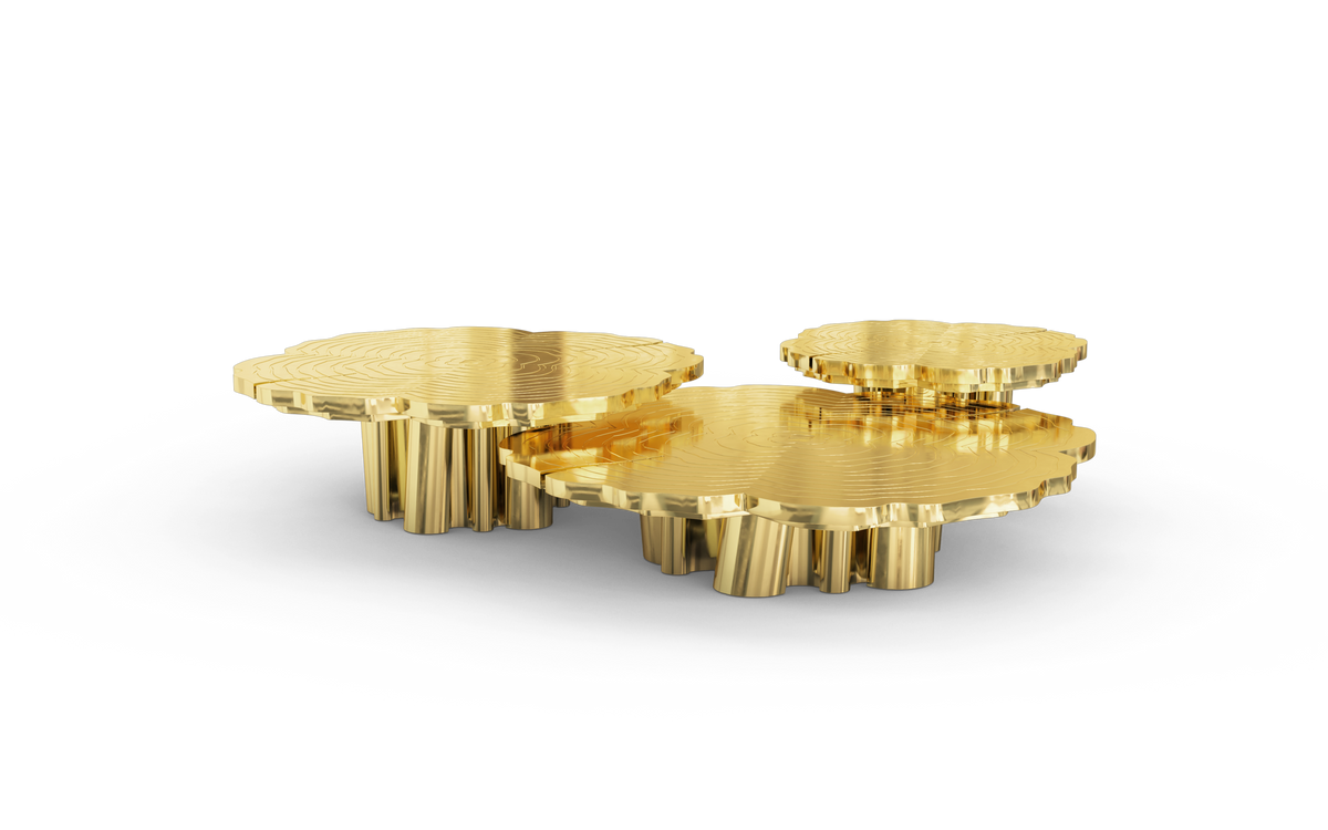 Fortuna Gold Polished Brass Nesting Center Table Set
