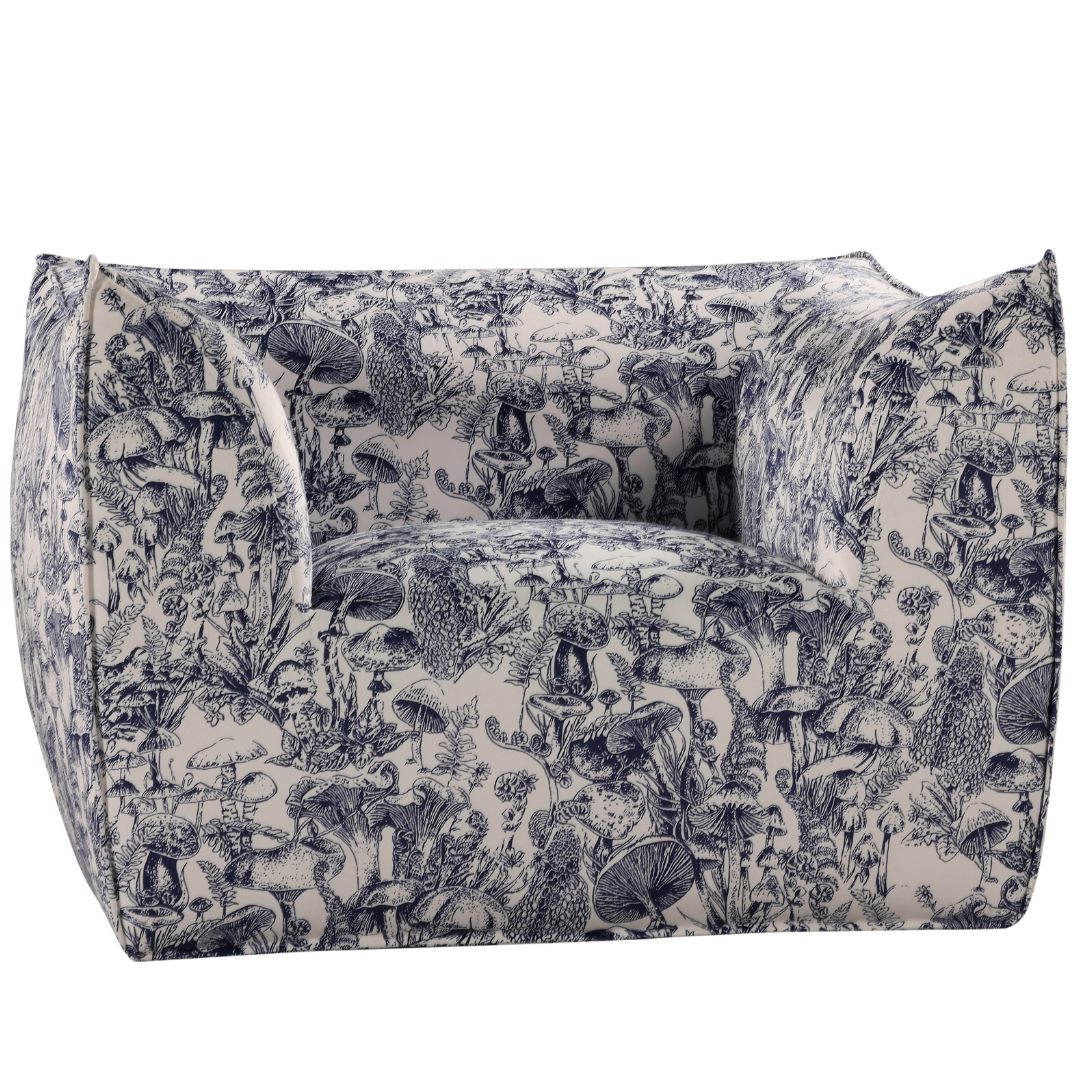 Toile Chair Blue And White Forest Toile Print Velvet