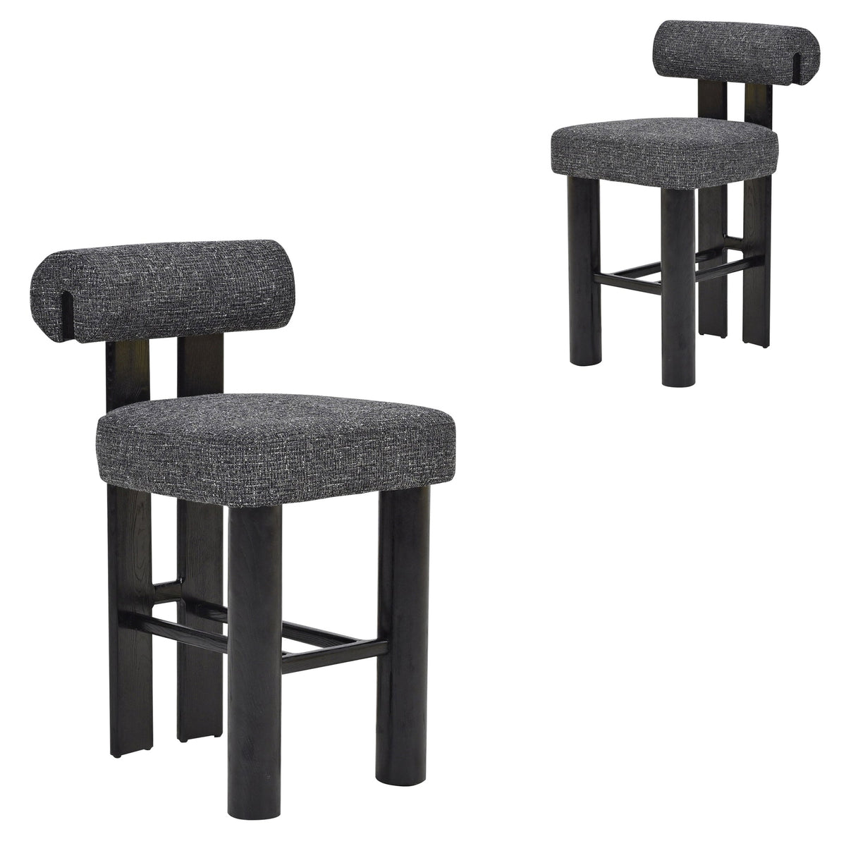 Set of 2 - Remy Black Barstool - Field Charcoal