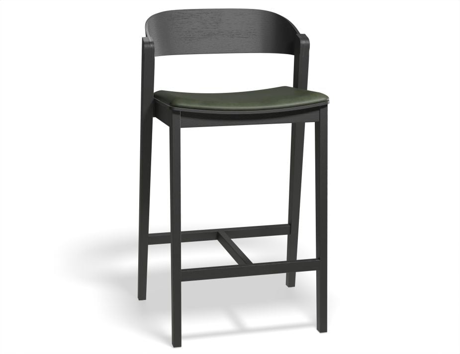 Grayson Bar Stool - Black Stained Ash with Pad - Grayson Kitchen Stool