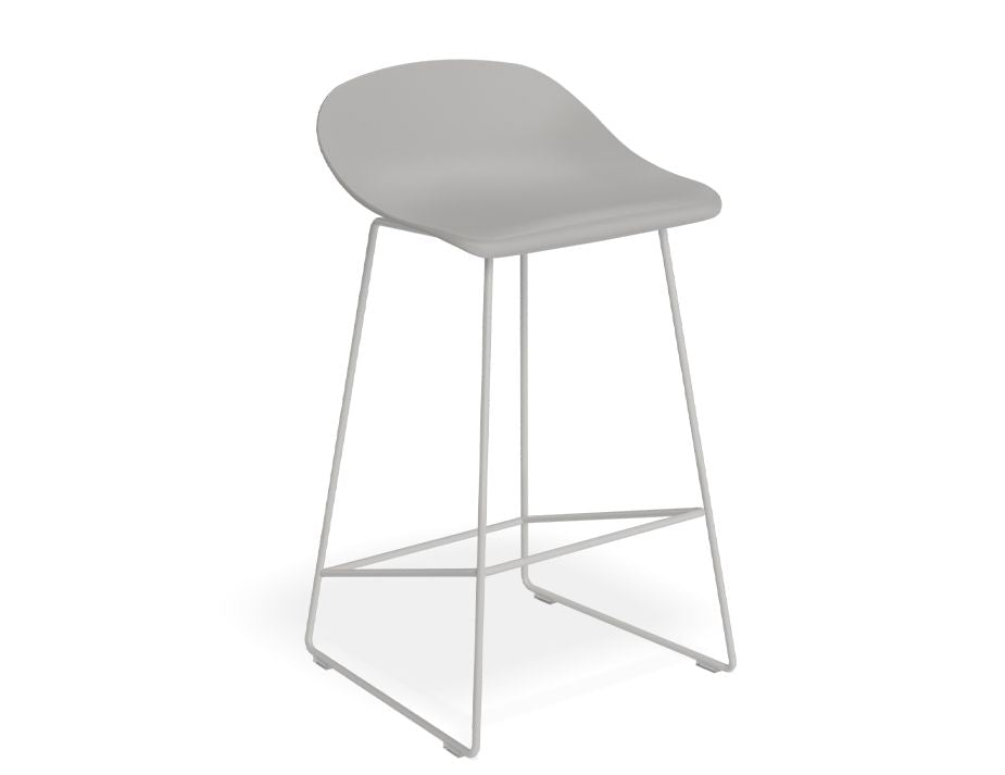 Pop Stool - Silver Grey Frame and Shell Seat - 65cm Kitchen Bench Seat
