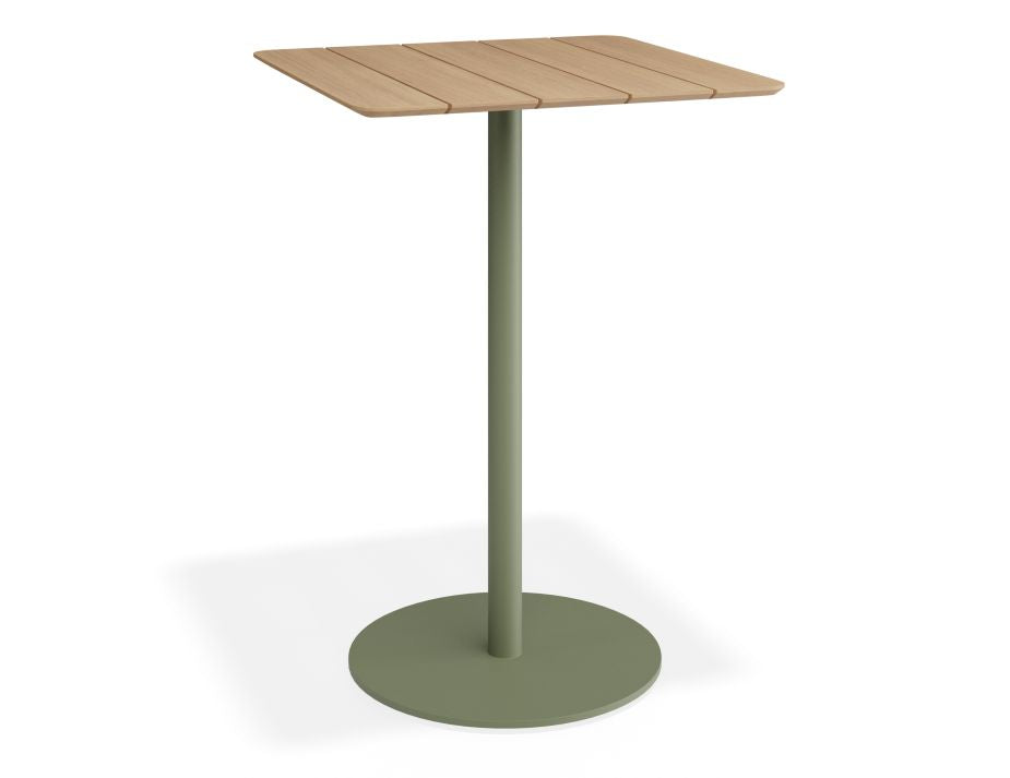 Roku High Bar Teak Table - Outdoor - Matte Eucalyptus Green - 75 x 75c