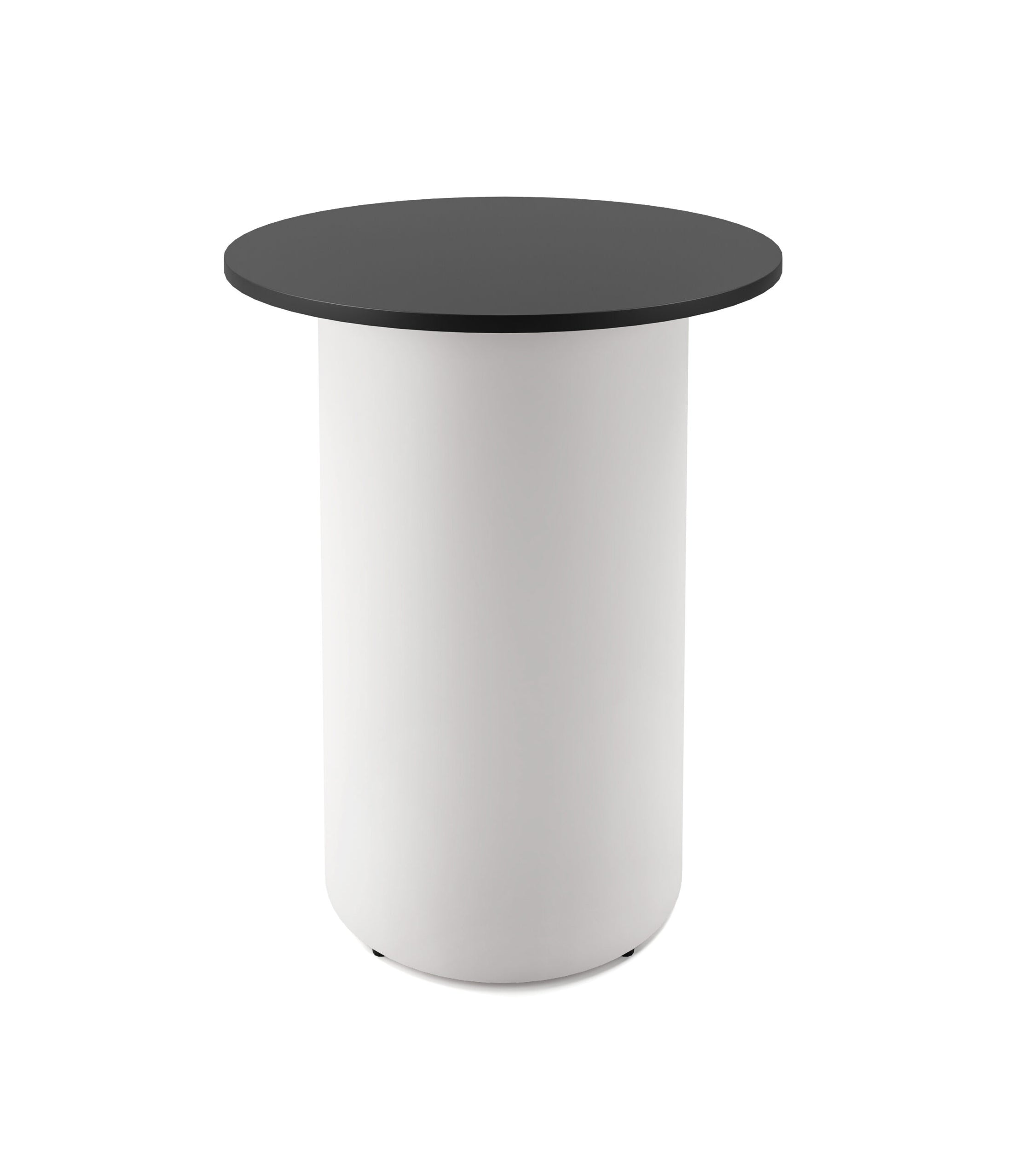 Drum Base Round High Bar Table - 900mm Dia x 1050mm H - Black - White
